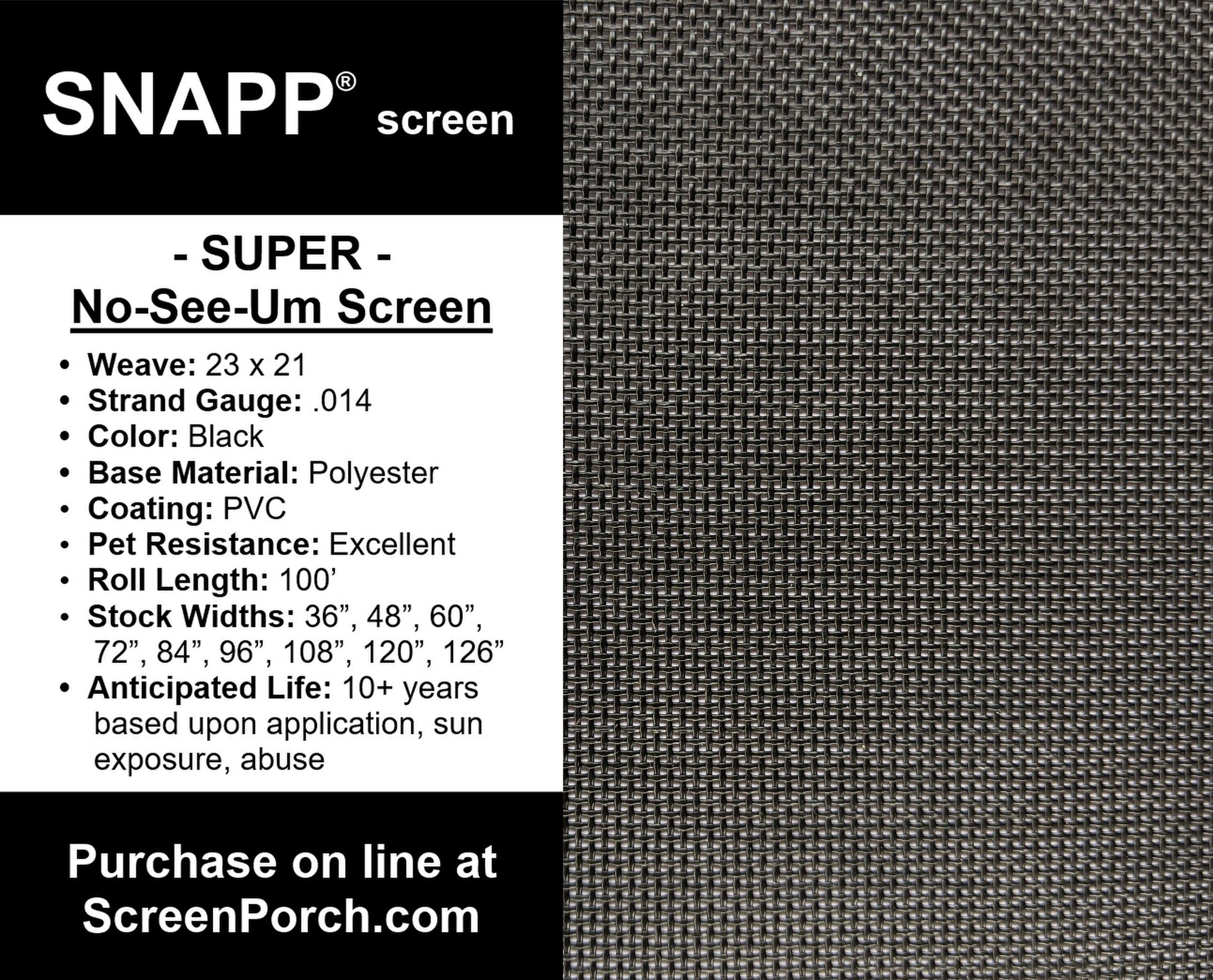 96" x 100' Polyester Super No-See-Um Screen Porch Screen | USA Made